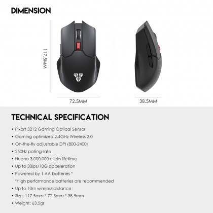 FANTECH (WG11)-FANTECH 2.4 G WIRELESS MOUSE 2400 DPI