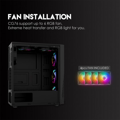FANTECH CG76 MIDDLE TOWER CASE / PC CASE / PC CASING SARAKU WHITE BLACK