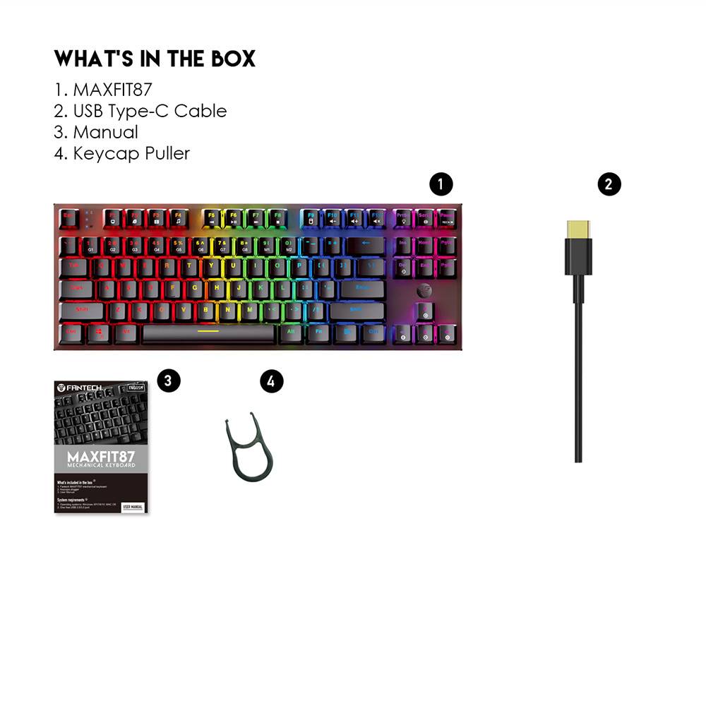 FANTECH MAXFIT87 MK856 GAMING RGB MECHANICAL KEYBOARD ANTI-GHOSTING ...