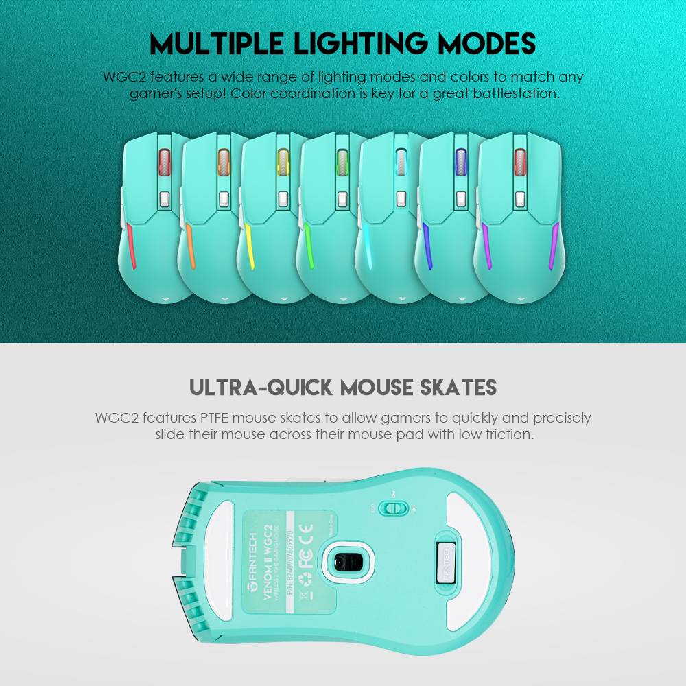Fantech WGC2 Venom II Rechargeable Wireless Gaming Mouse Mice With ...