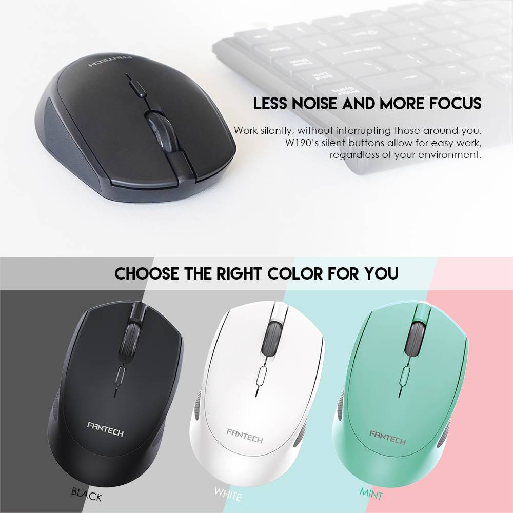 FANTECH W190 DUAL MODE 2.4Ghz and Bluetooth Wireless Mouse Up to 200 ...