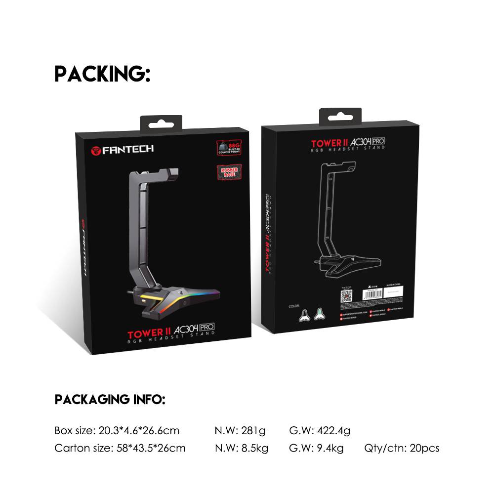 Fantech TOWER II AC304 / AC304 PRO Durable Triangular Non-Slip Base RGB ...