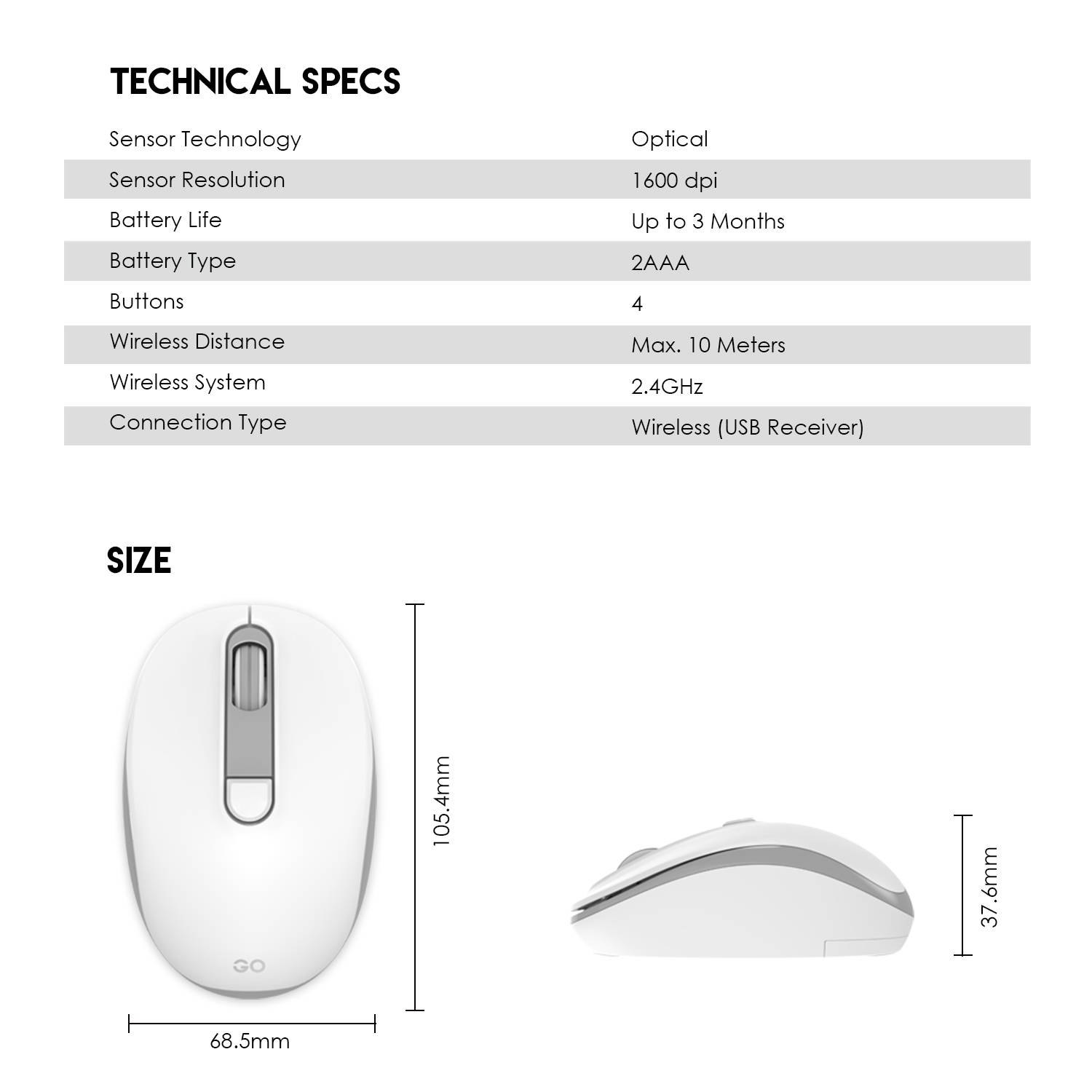 FANTECH GO WIRELESS MOUSE W192 SILENT SWITCH OFFICE MOUSE