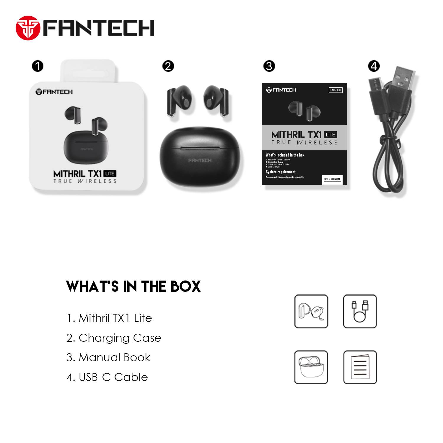 Fantech Mithril TX1 Lite TWS Earbuds with IPX5 Sweat & Splash Resistant ...