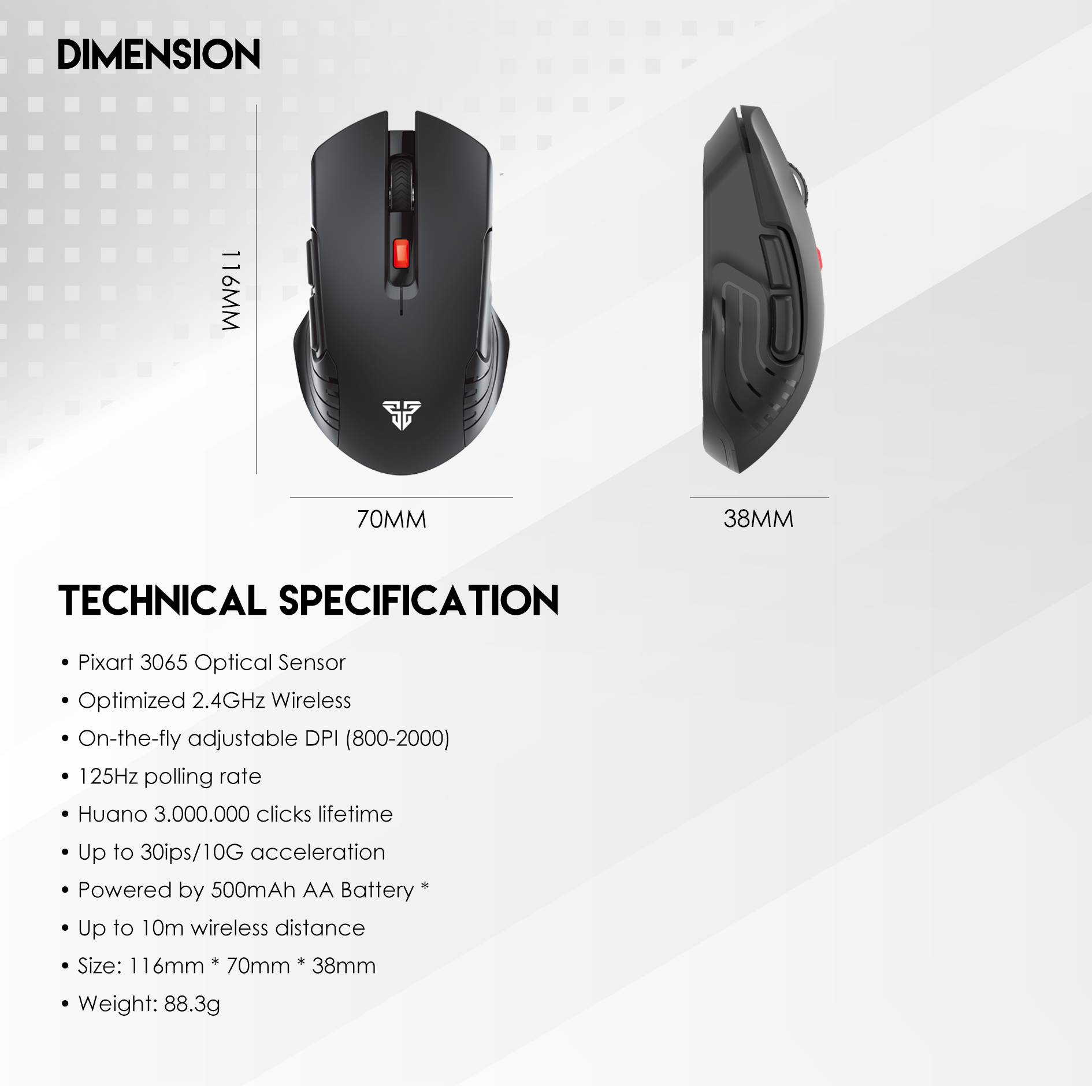 Fantech Raigor III WG12 Gaming Mouse with 2.4GHz Wireless Connection ...