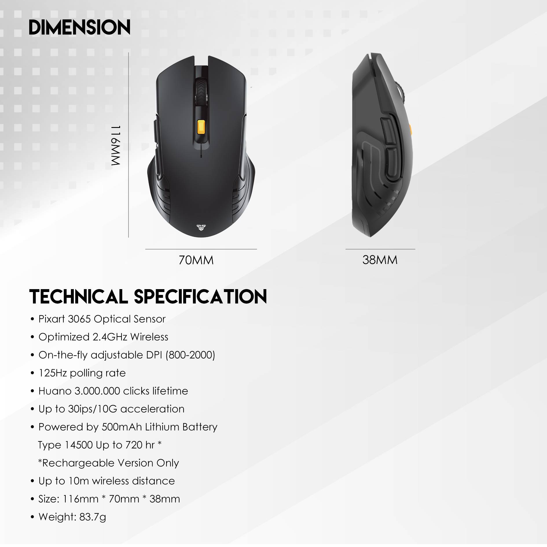 Fantech Raigor III WG12R Gaming Mouse with 2.4GHz Wireless Connection ...
