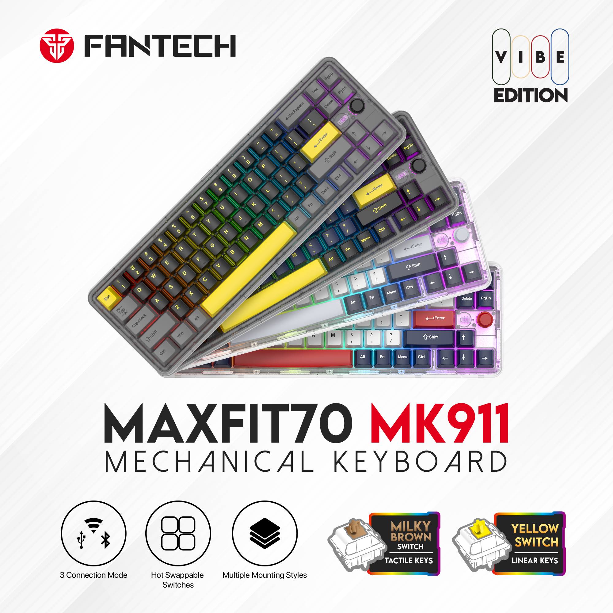 Fantech MAXFIT70 MK911 Wireless 65% Mechanical Gaming Keyboard