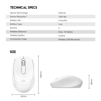 Fantech GO W603 Wireless Mouse 2.4 Ghz Silent Click 1600 DPi