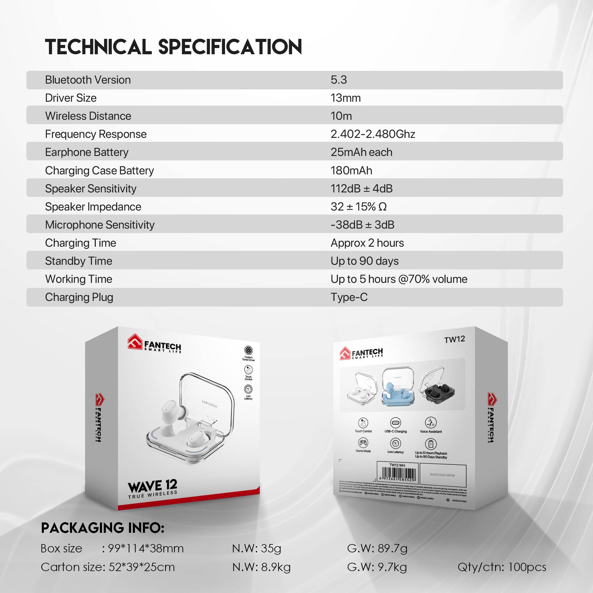 Fantech TWS Earbud Wave 12 TW12