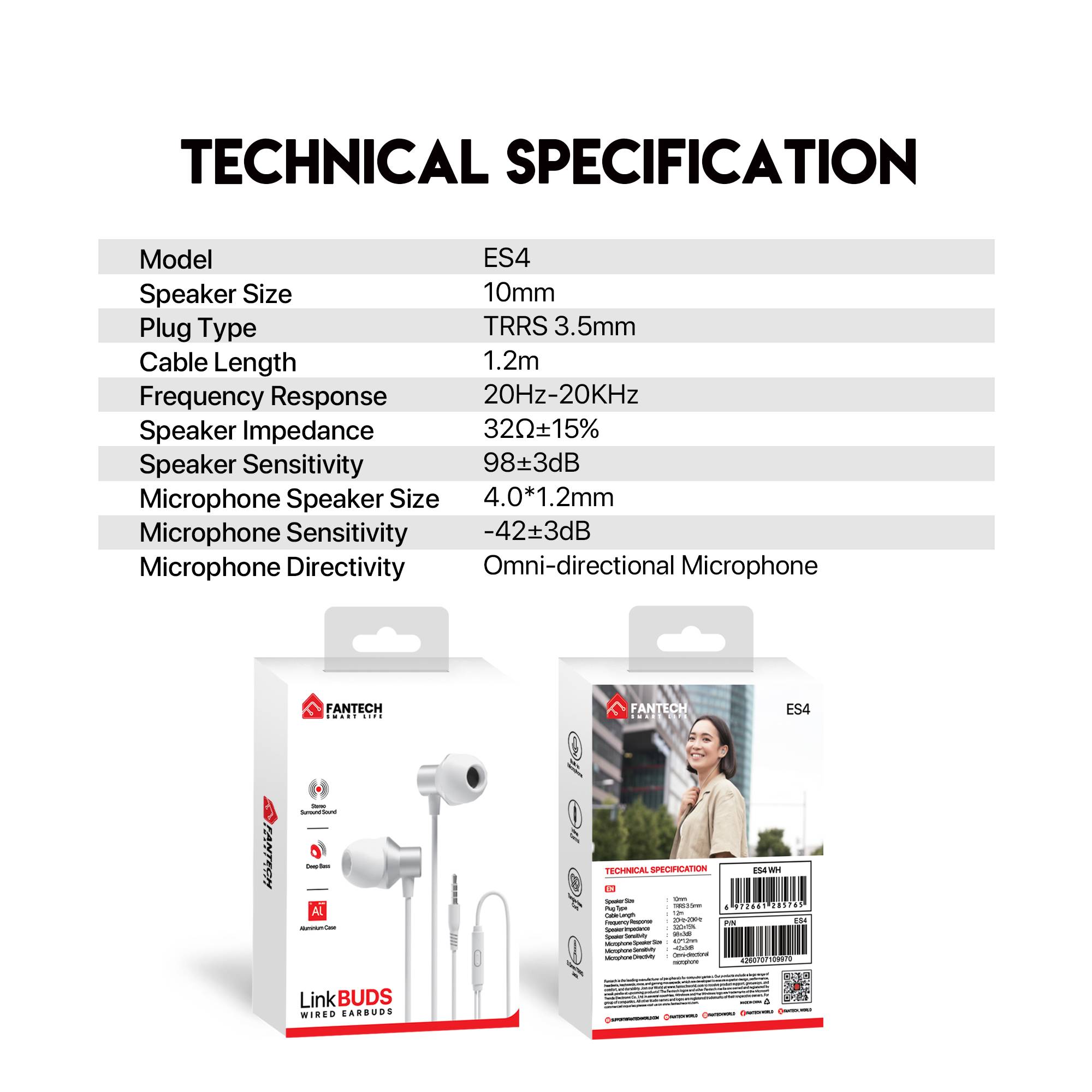 Fantech Linkbuds ES4 Wired Earbuds