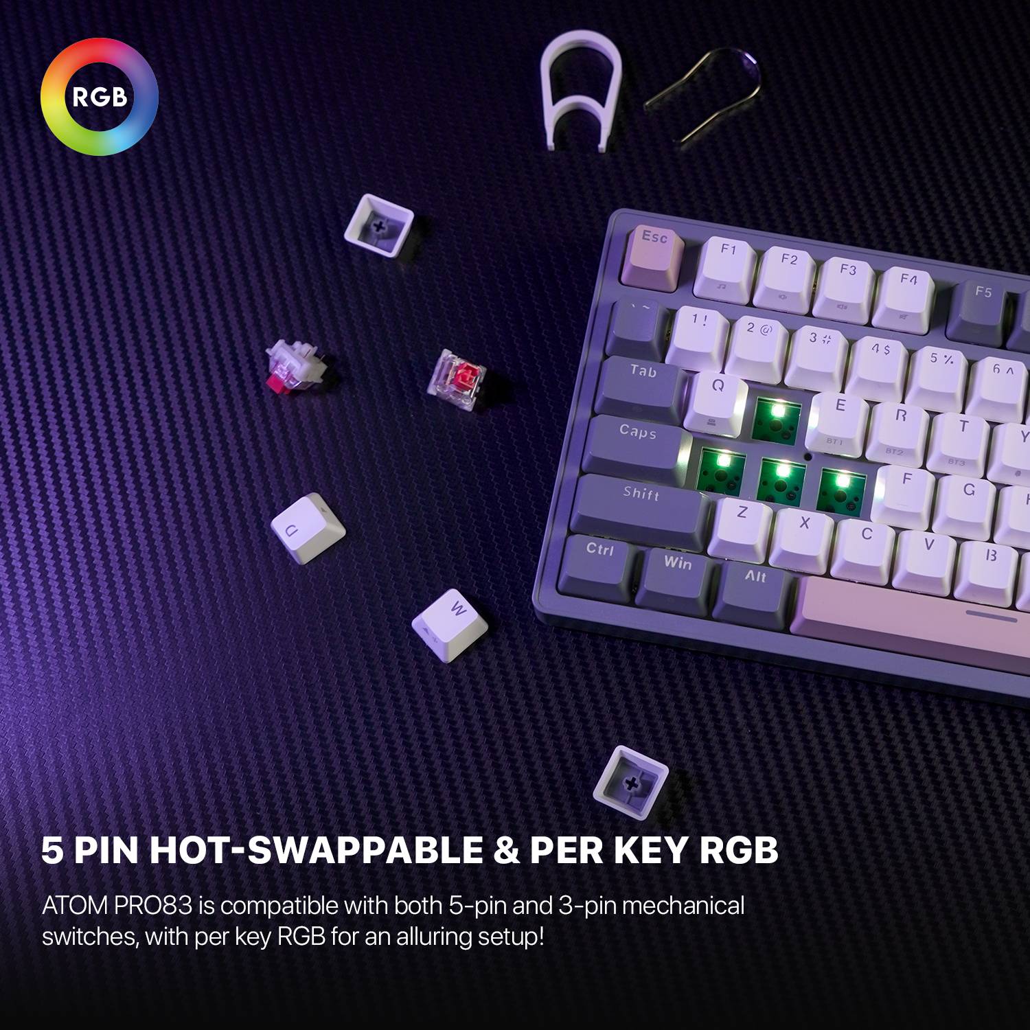 Fantech MK913 ATOM PRO83 WIRELESS MECHANICAL KEYBOARD Blue Switch/Red ...