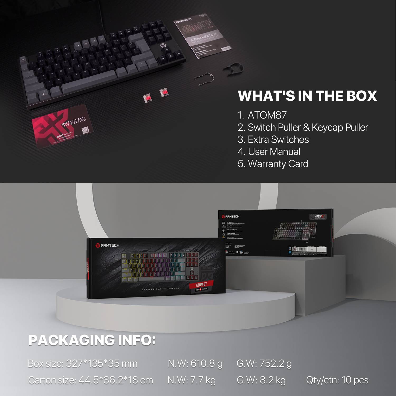 Fantech ATOM TKL MK876v2 Double Injection Keycaps , Full Size Form ...