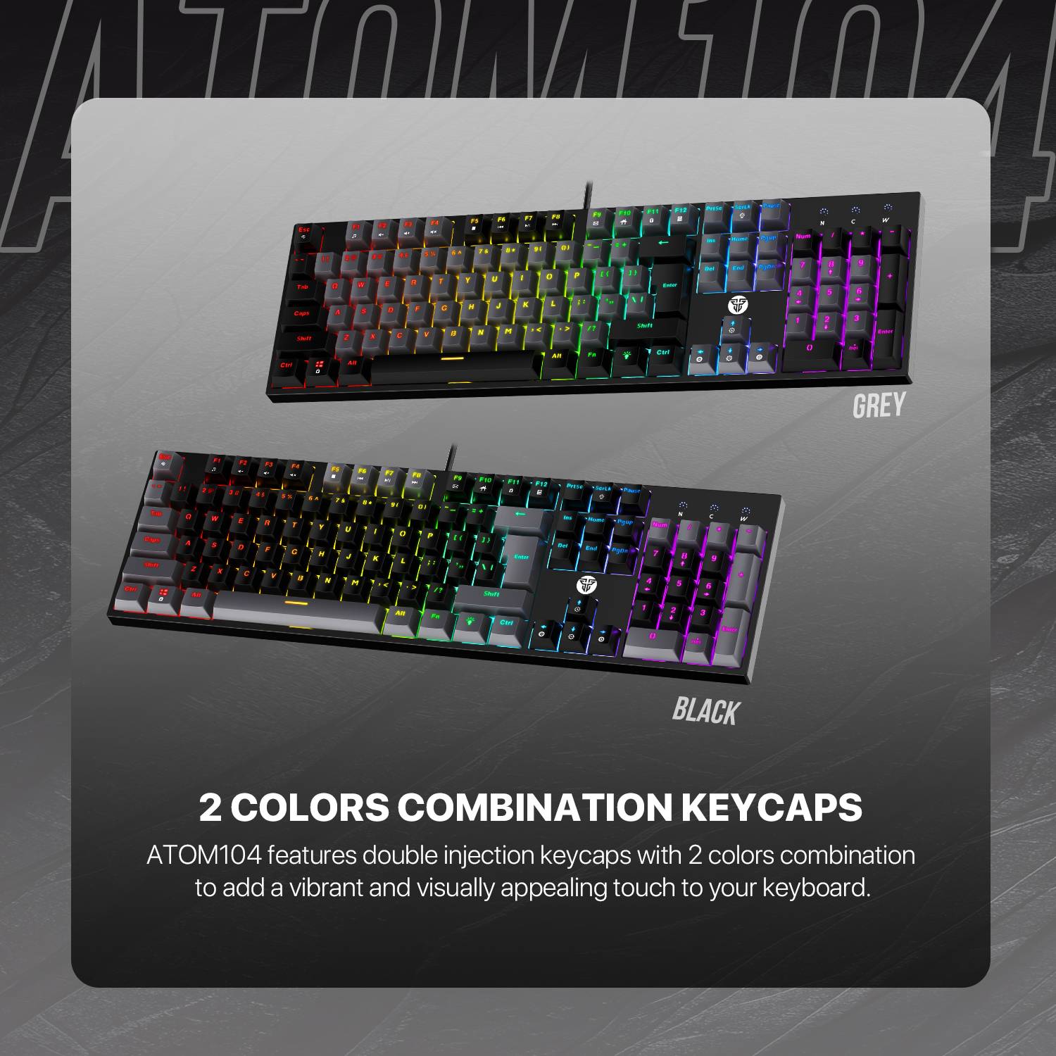 Fantech ATOM TKL MK886v2 104Keycaps , Full Size Form Factor Macro RGB Mechanical Keyboard