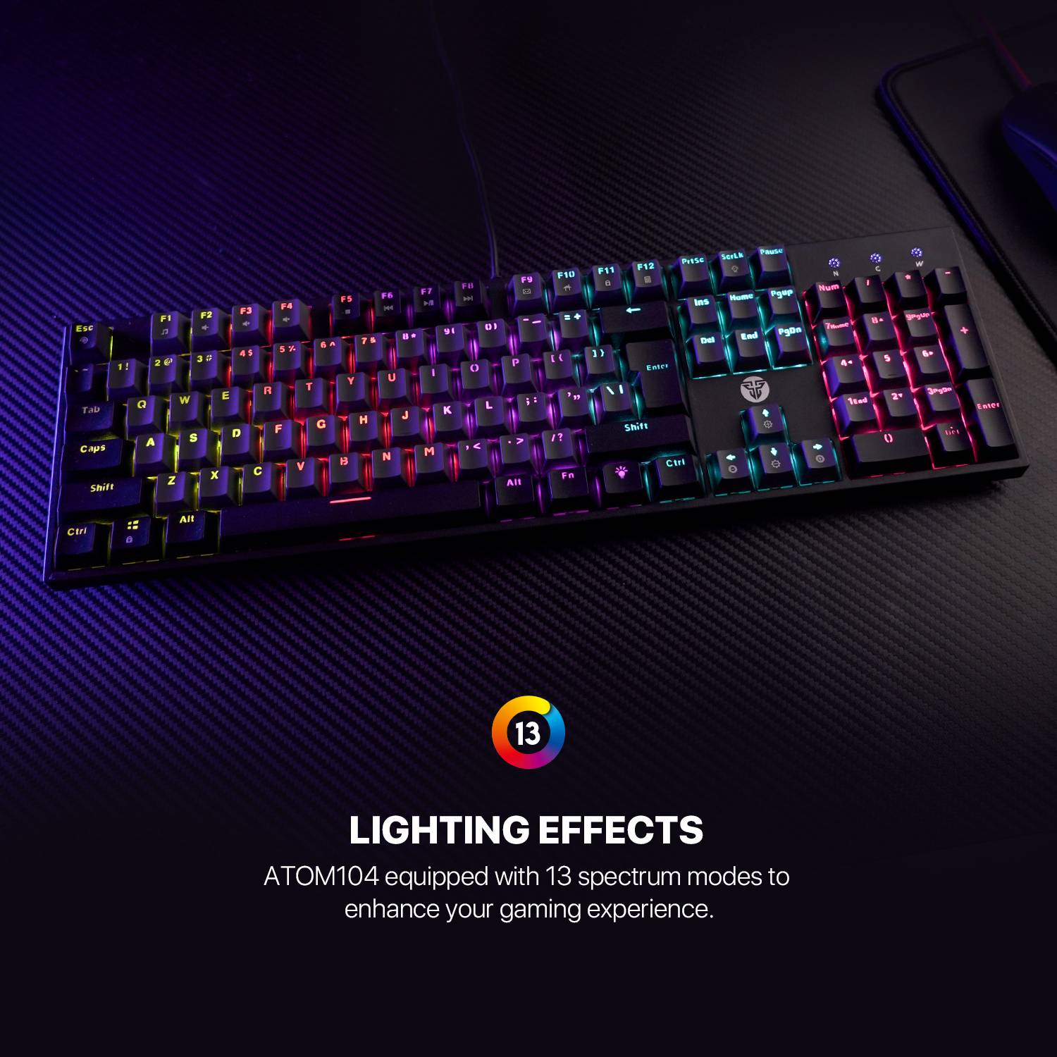 Fantech ATOM TKL MK886v2 104Keycaps , Full Size Form Factor Macro RGB ...
