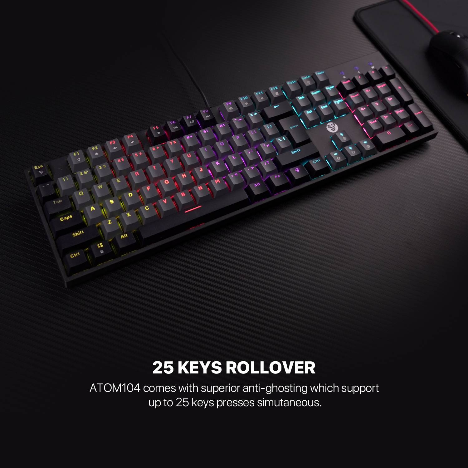 Fantech ATOM TKL MK886v2 104Keycaps , Full Size Form Factor Macro RGB ...