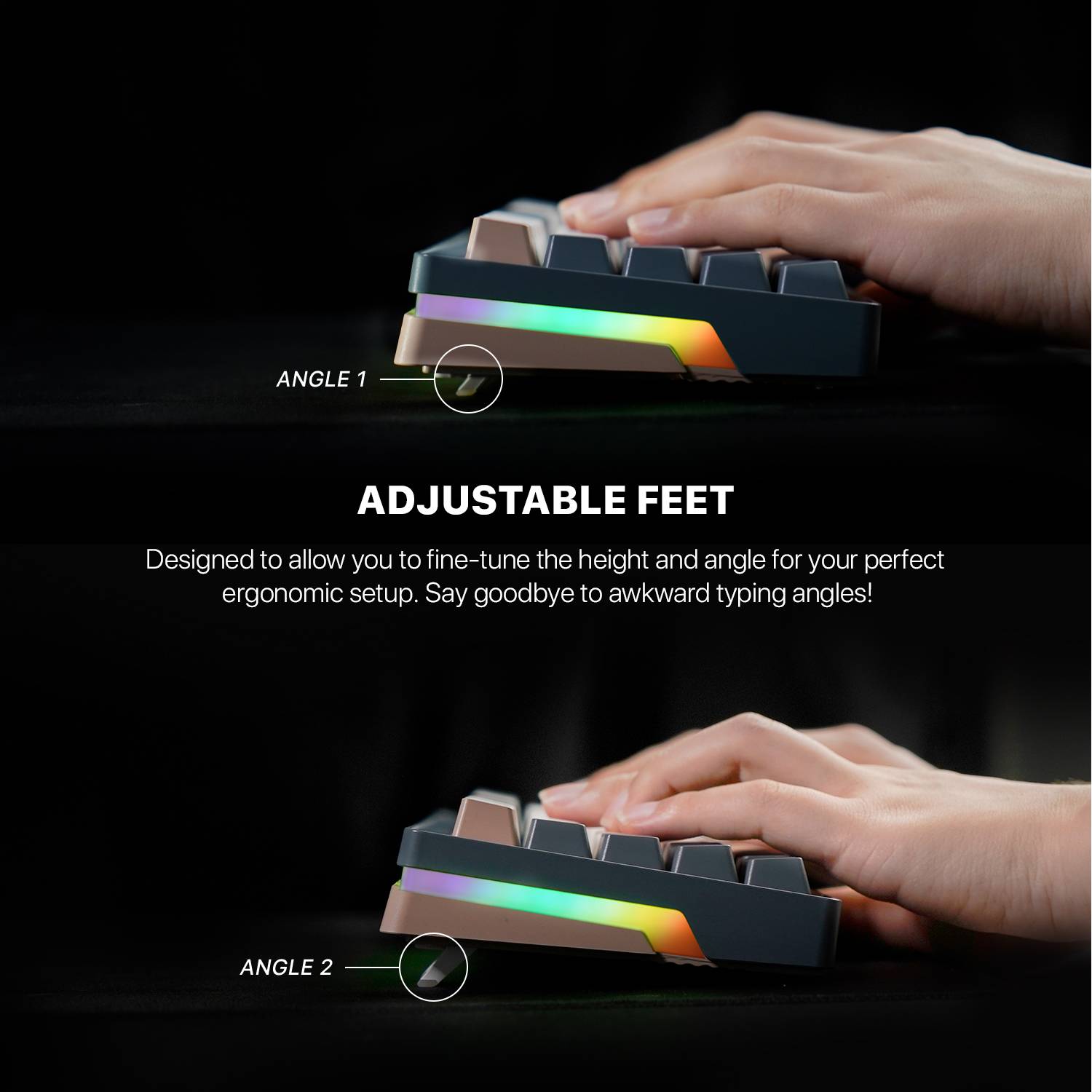 FANTECH small wireless keyboard 60%, 3 connection modes USB2.4 Ghz ...