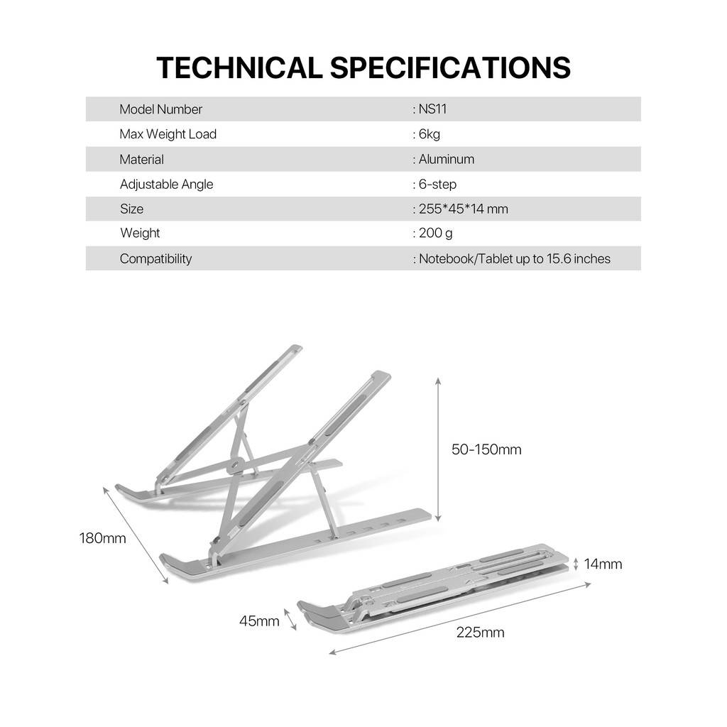 Fantech Notebook Laptop Stand NS12 Aluminum Alloy N Folding Laptop ...