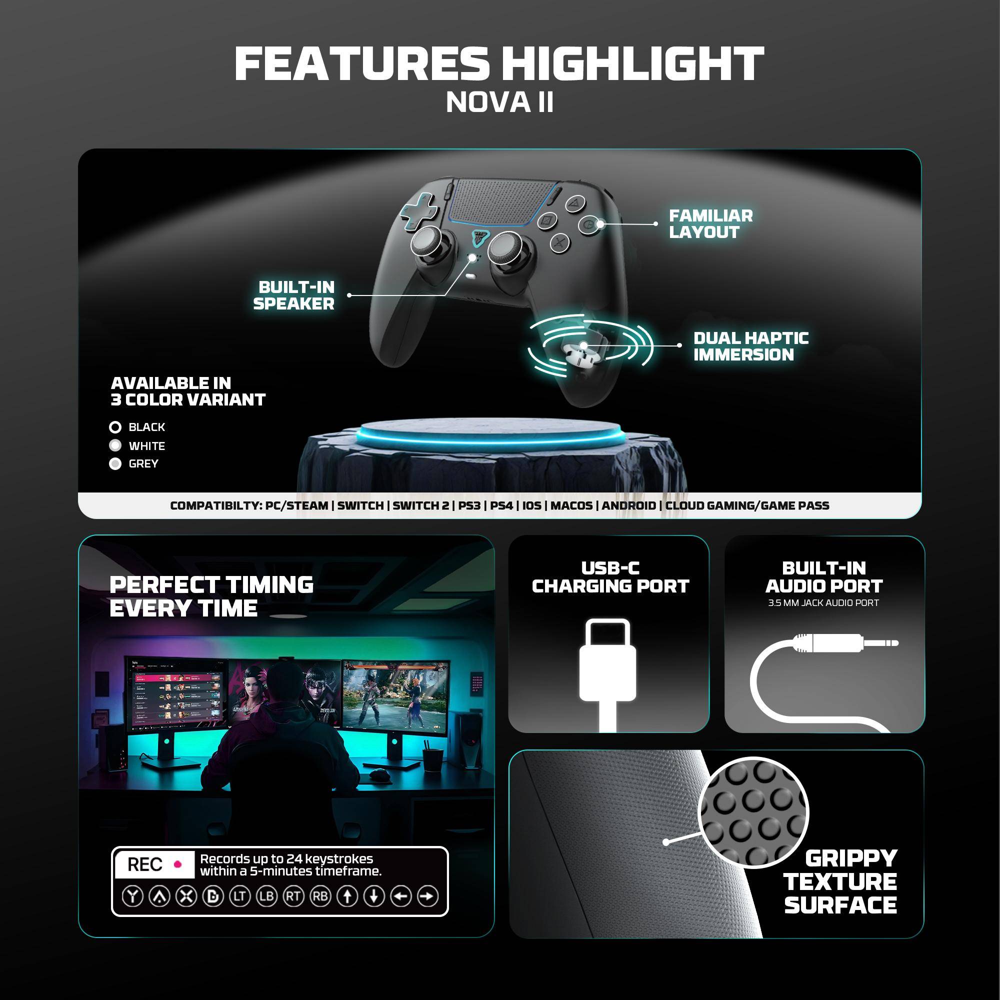 Fantech NOVA II WGP16 Gamepad Wireless Hall Effect untuk PS4 PC Android ...