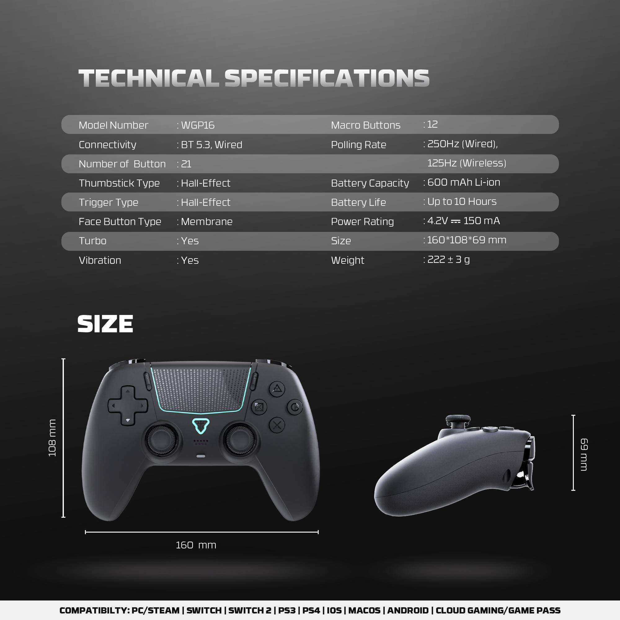 Fantech NOVA II WGP16 Gamepad Wireless Hall Effect untuk PS4 PC Android ...