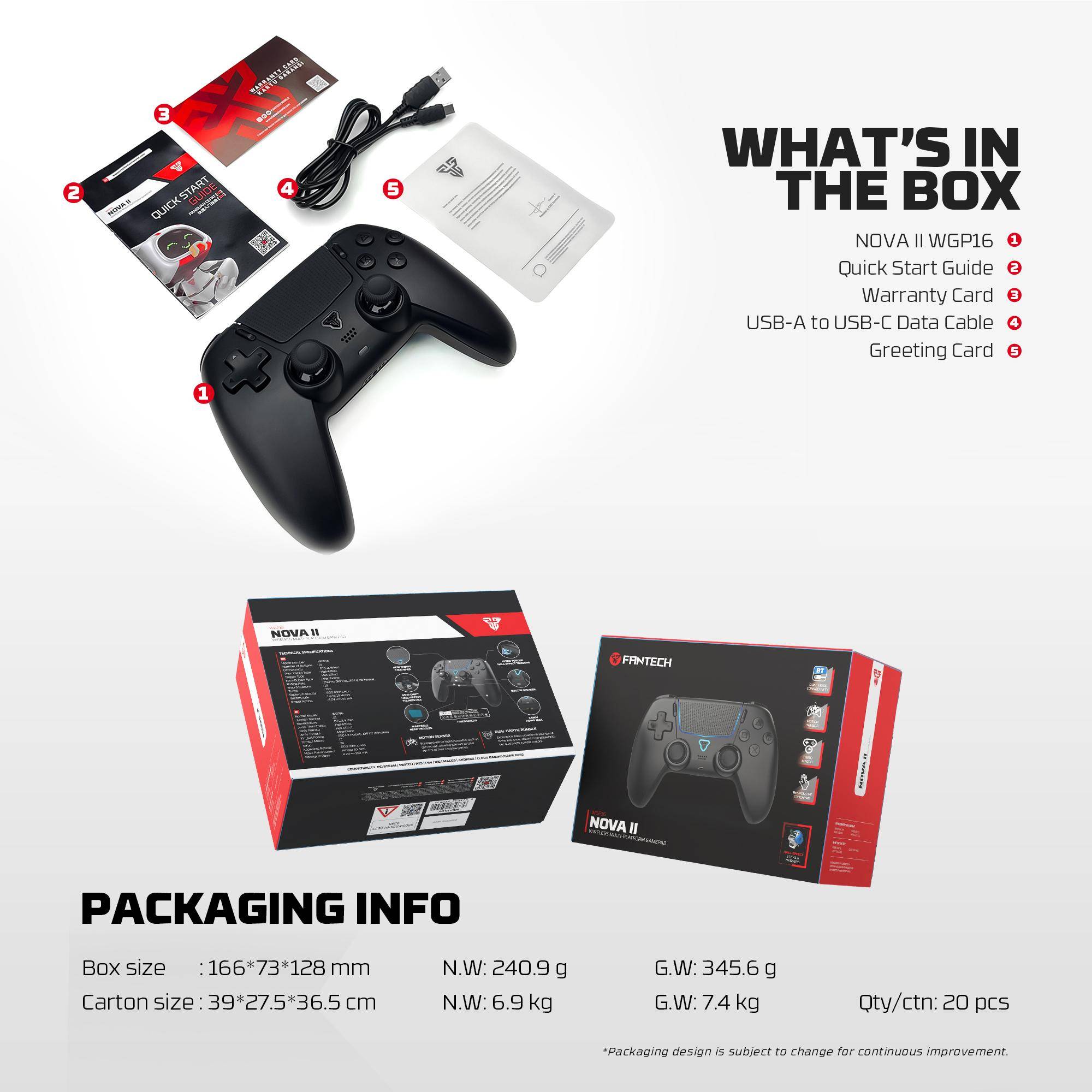 Fantech NOVA II WGP16 Gamepad Wireless Hall Effect untuk PS4 PC Android ...