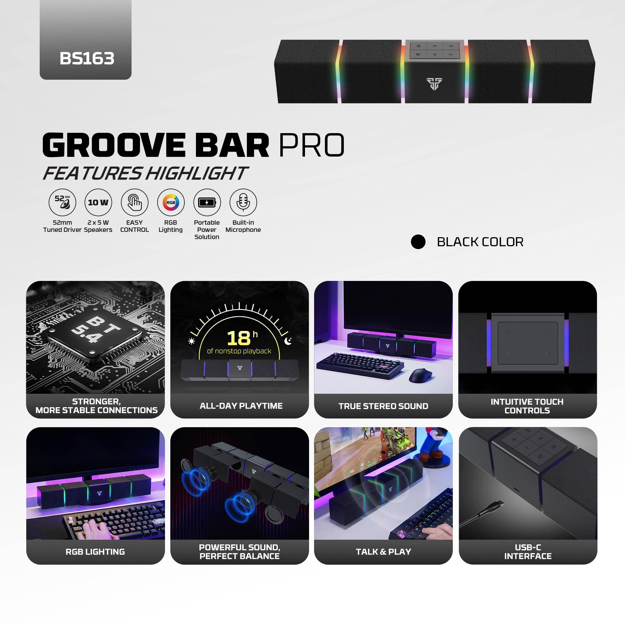 FANTECH BS163 Groove Bar Pro – Portable Gaming Speaker with RGB ...