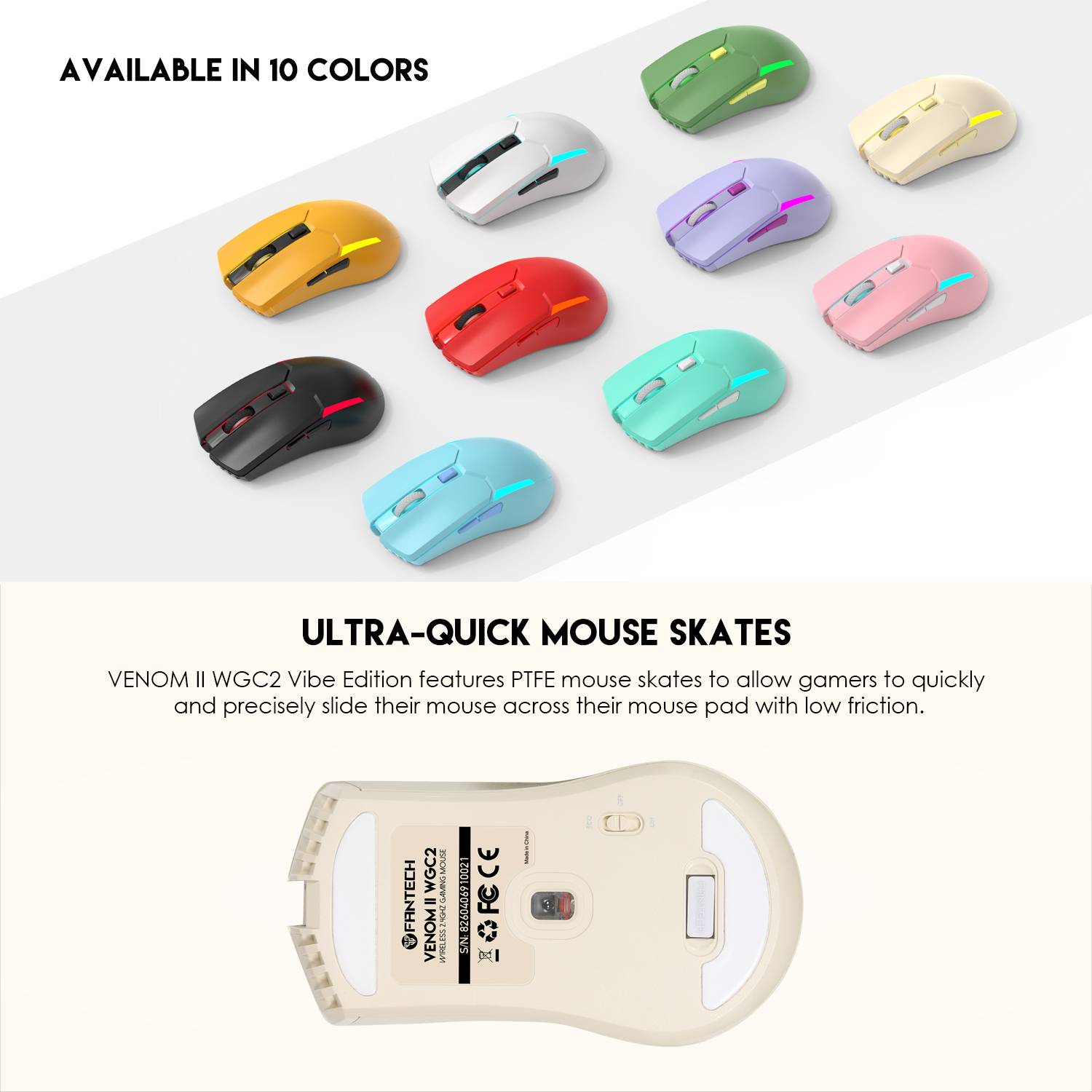 FANTECH WGC2 Wireless mouse Charging design RGB And 2400DPI Adjustable ...