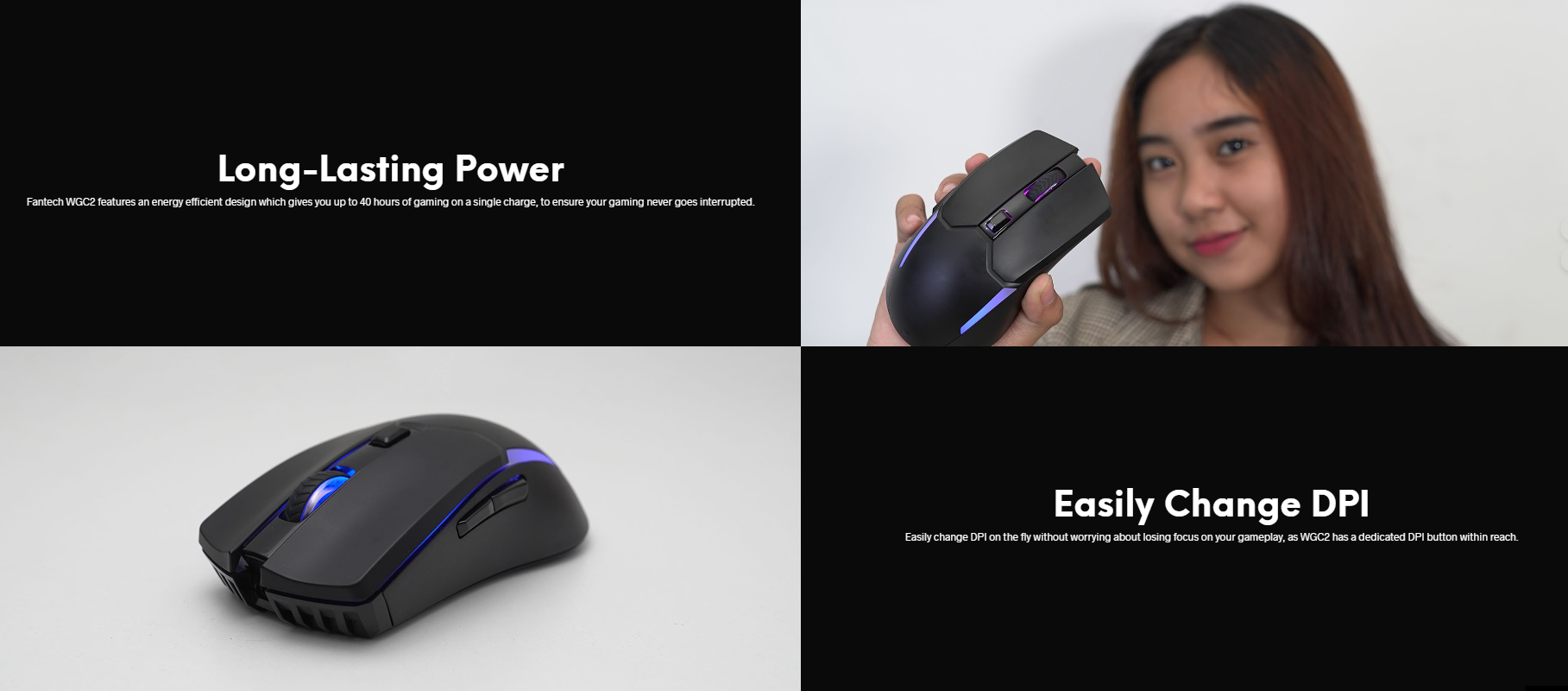 FANTECH WGC2 Wireless mouse Charging design RGB And 2400DPI Adjustable ...