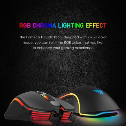FANTECH X16 THOR II MACRO RUNING RGB 4200 DPI GAMING MOUSE PIXART 3519 ...