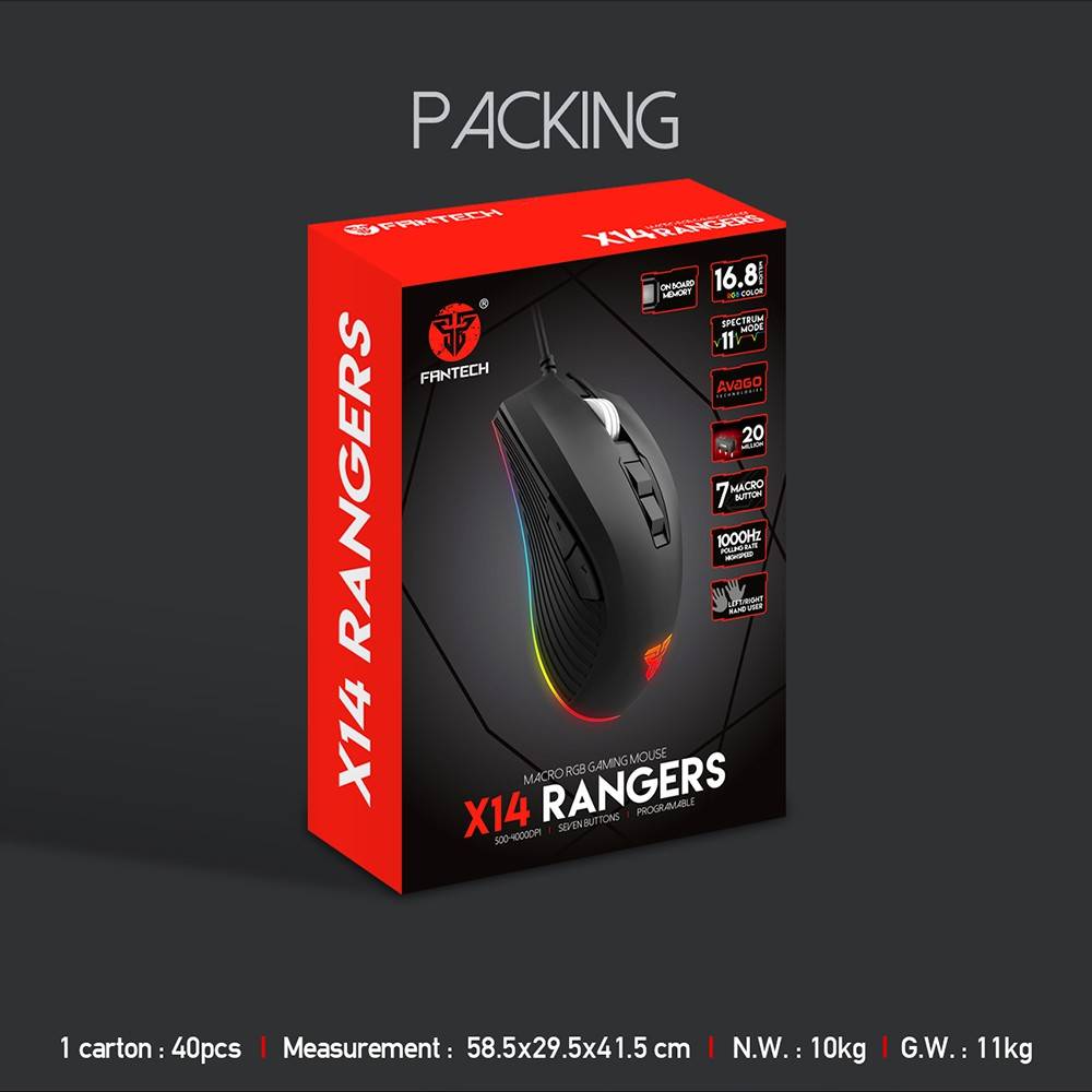 Buy FANTECH x14 RANGERS GAMING MOUSE at Fantech Malaysia Now