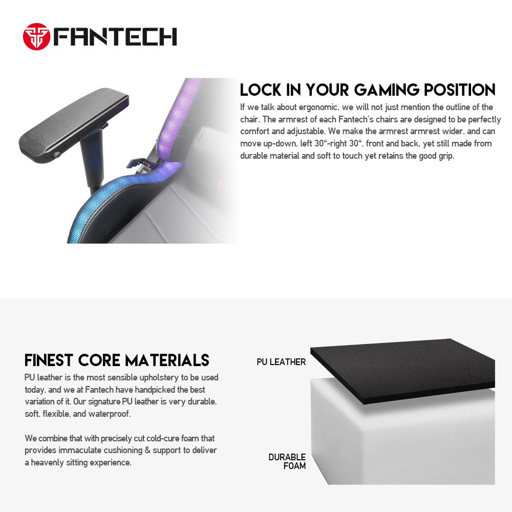 FANTECH RGB LIGHTNING GCR-20 GCR20 GAMING CHAIR
