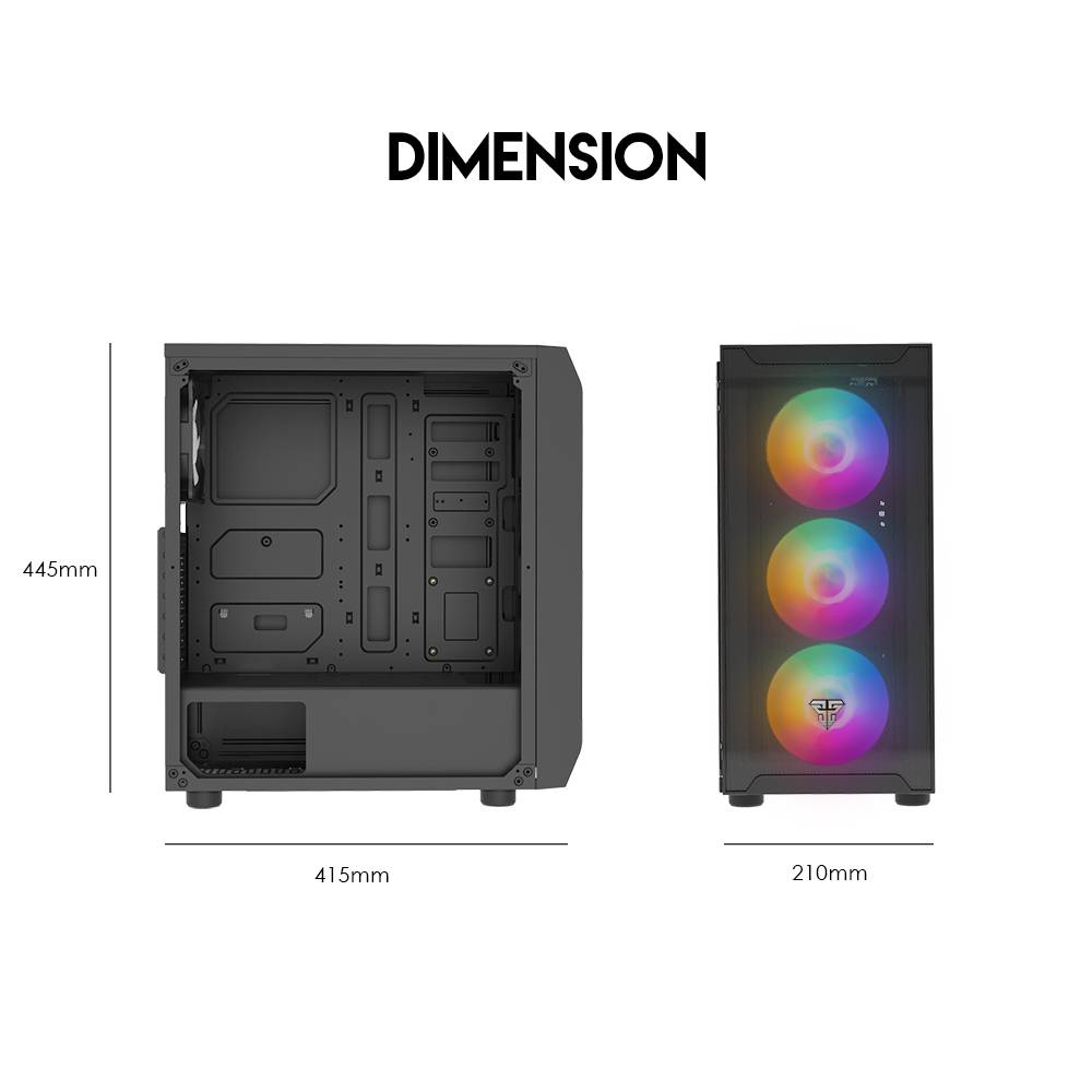 FANTECH HEXA CG80 MIDDLE TOWER CASE GAMING CASE 4 PCS RAINBOW FANS INCLUDED