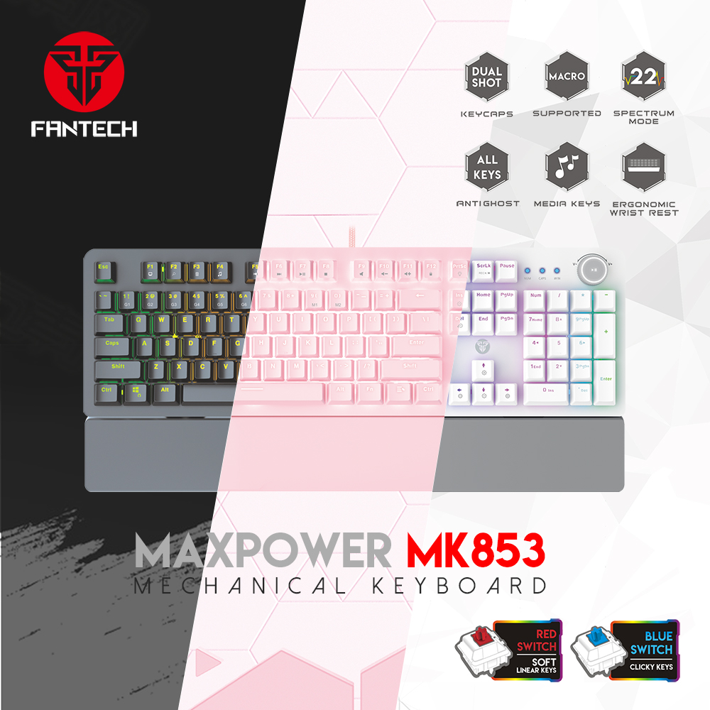 FANTECH (MK853) SAKURA EDITION WIRED MECHANICAL KEYBOARD RED/BLUE SWITCH