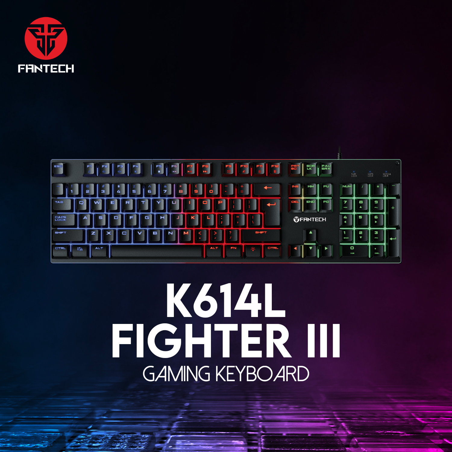 Fantech Fighter III K614L Gaming Keyboard with 3 Backlit Mode, 26 Keys ...