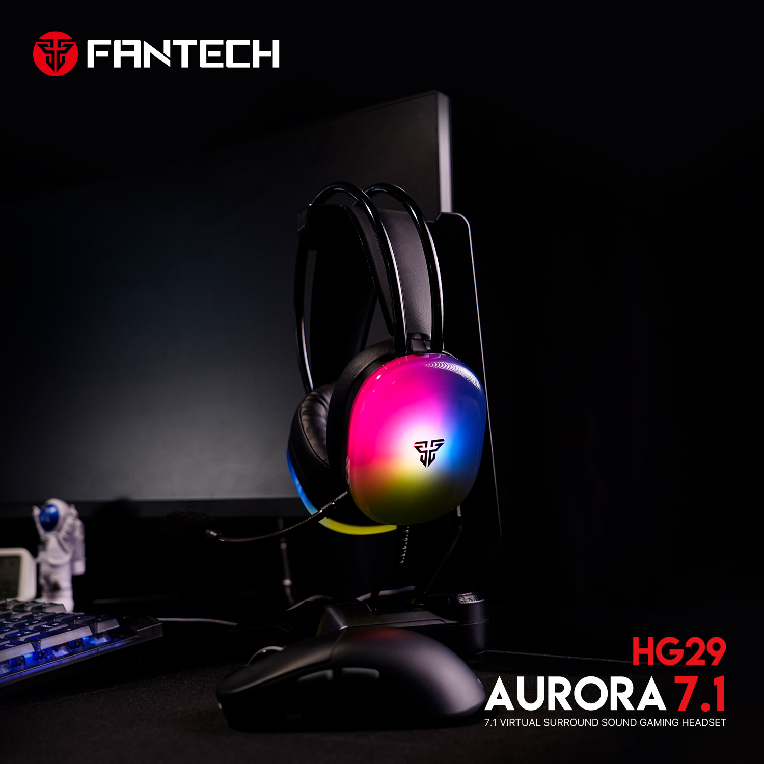Fantech Aurora HG29 7.1 Virtual Surround Sound USB Gaming Headset RGB ...
