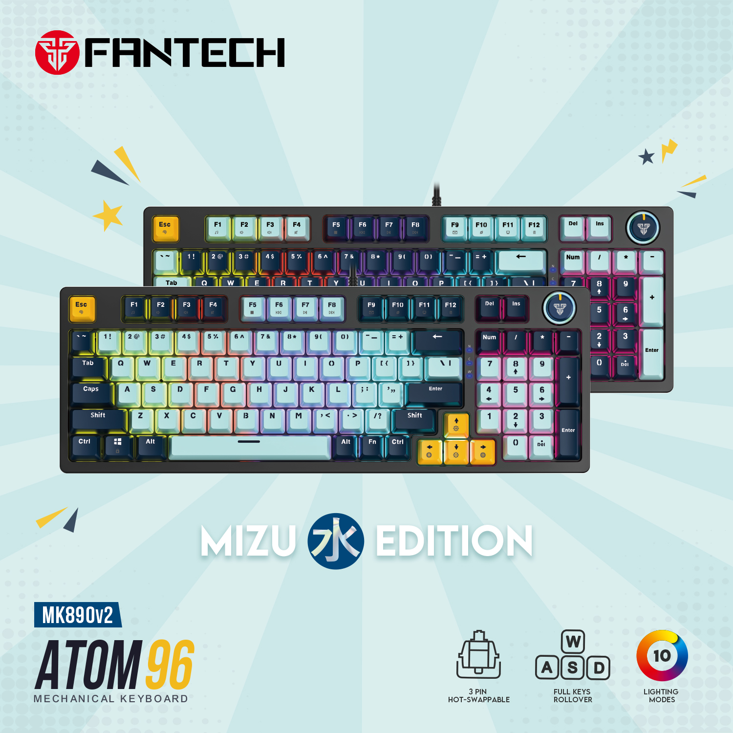Fantech Gaming Keyboard Atom Mizu Edition
