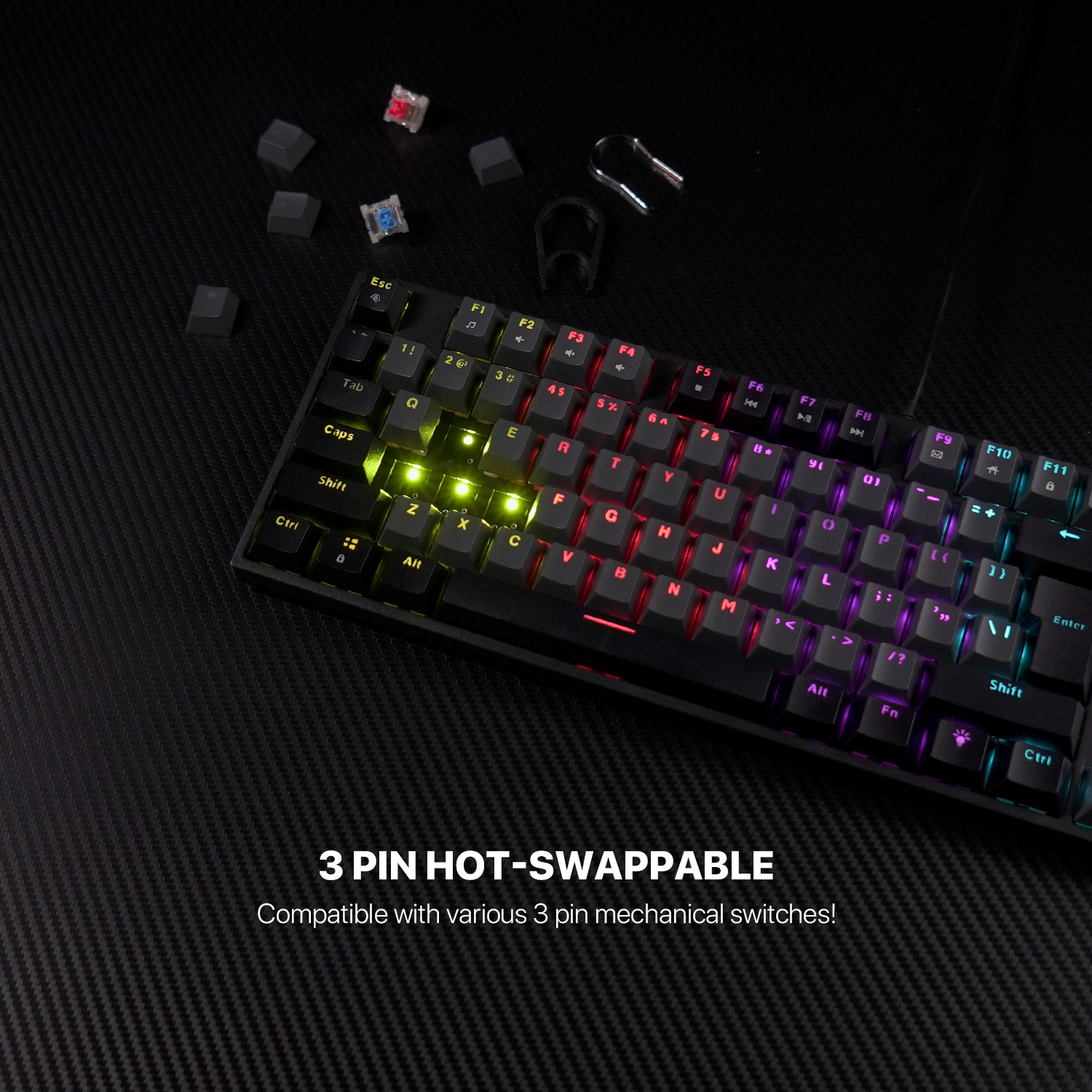 Fantech ATOM TKL MK886v2 104Keycaps , Full Size Form Factor Macro RGB ...