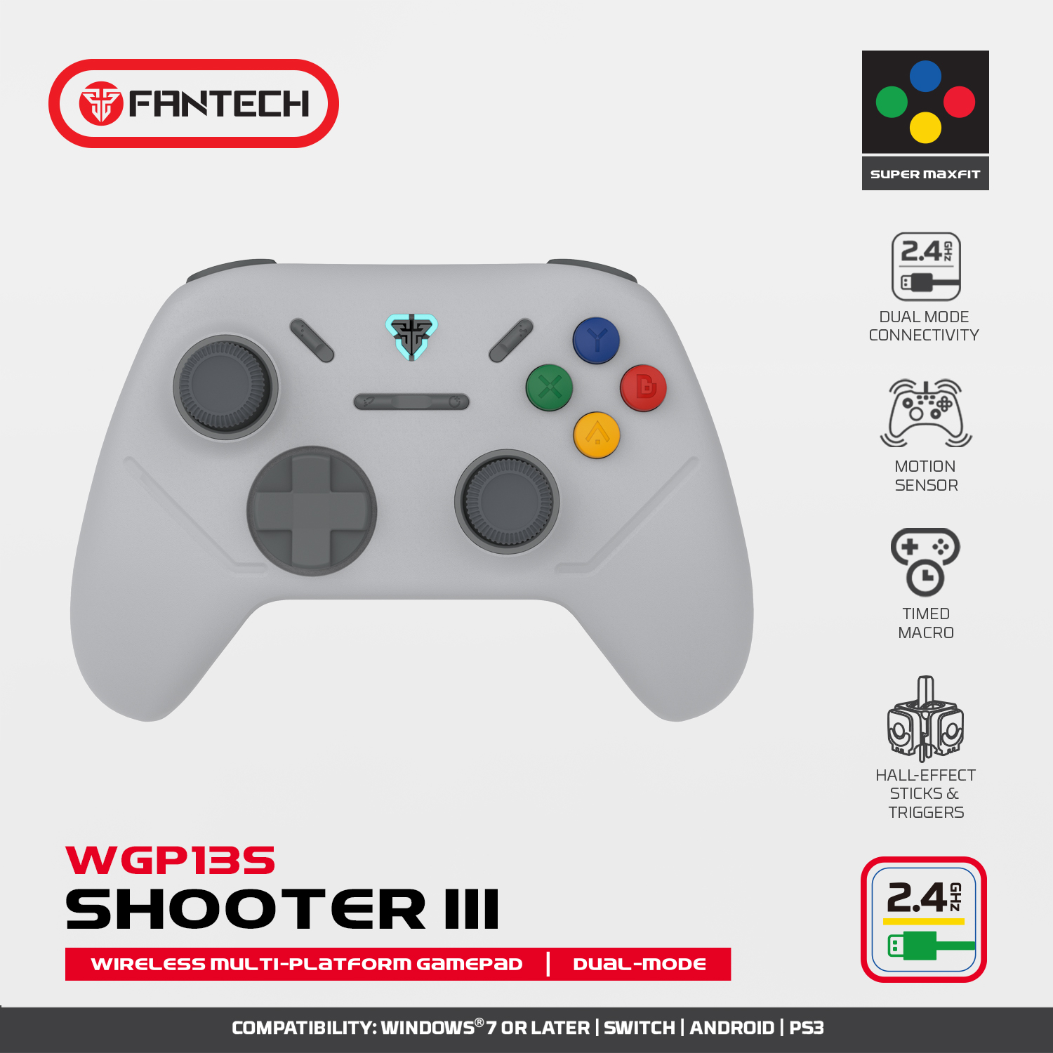 Fantech WGP13S Shooter III Multi-Platform Gamepad Wired & 2.4 Ghz Wireless Controller Console