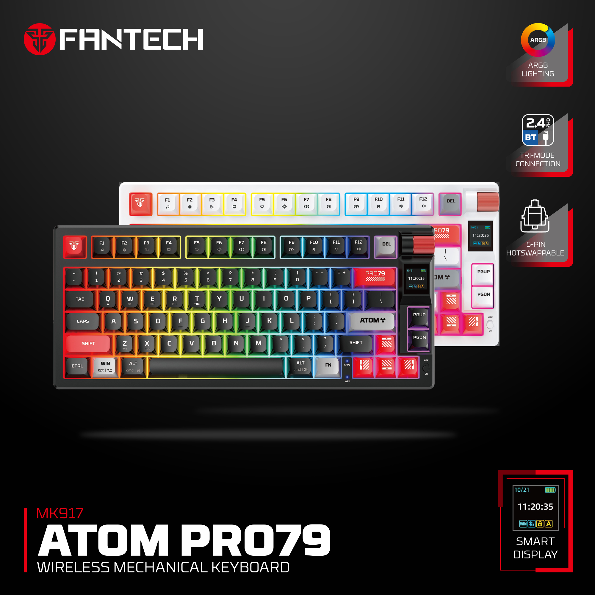 FANTECH MK917 / MK918 ATOM PRO97 WIRELESS MECHANICAL GAMING KEYBOARD BLACK