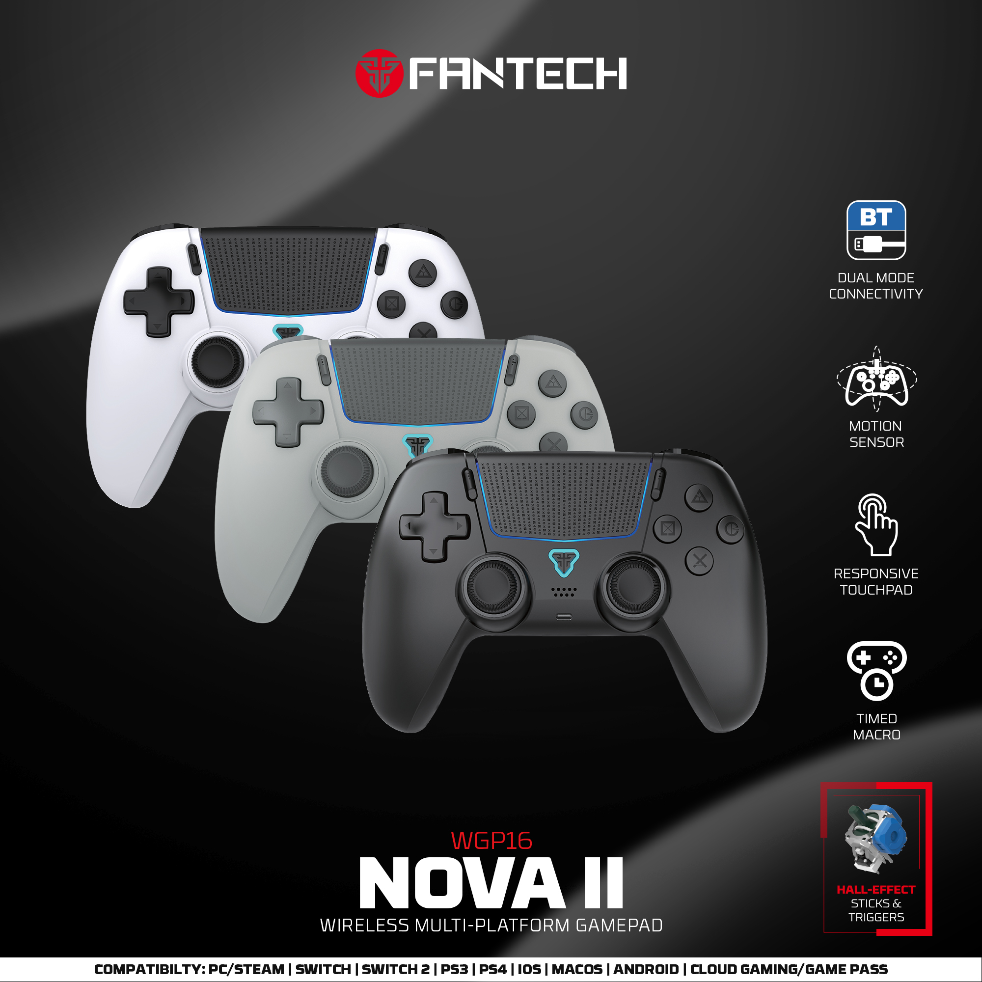 Fantech NOVA II WGP16 Gamepad Wireless Hall Effect untuk PS4 PC Android ...