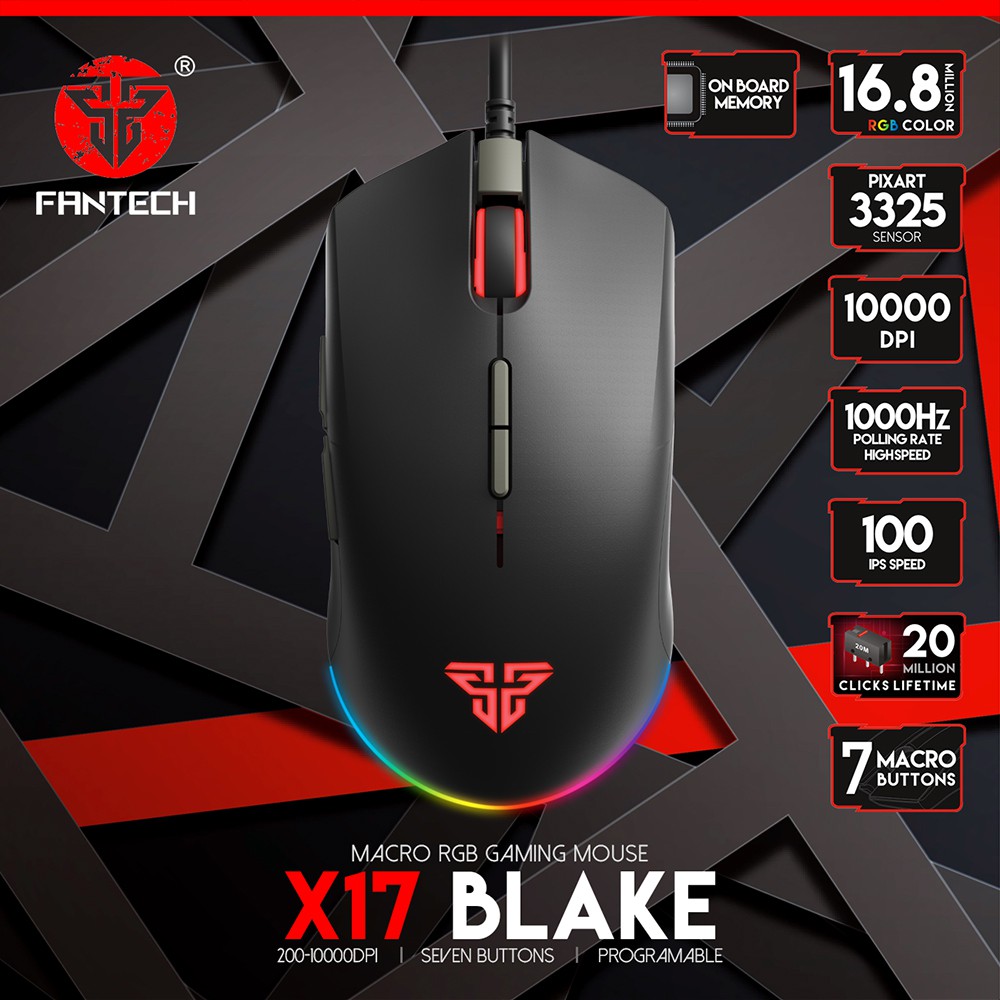 FANTECH X17 Blake Wired Macro RGB Gaming Mouse / WGC5 Blake Wireless ...