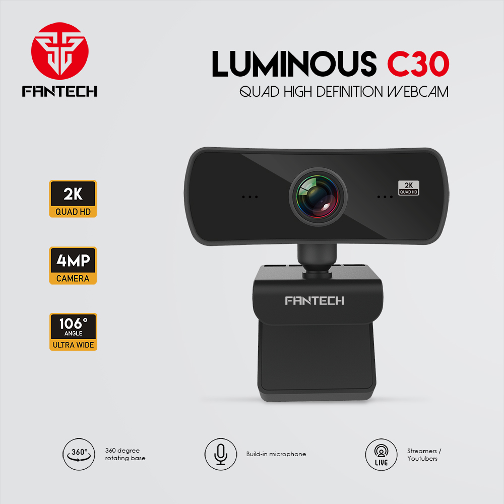 FANTECH LUMINOUS C30 QUAD HIGH DEF 1440P 2K QUAD HD USB Web Camera ...